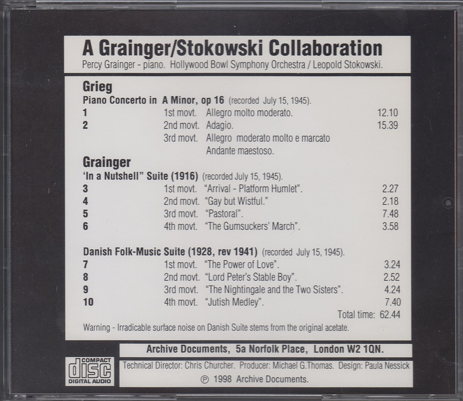 Grainger/Stokowski: Grieg Piano Concerto, etc.